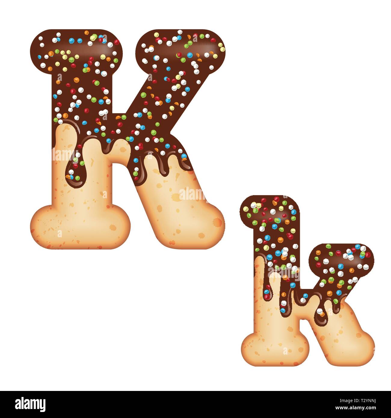 Tempting typography. Font design. Icing letter. Sweet 3D donut letter K ...