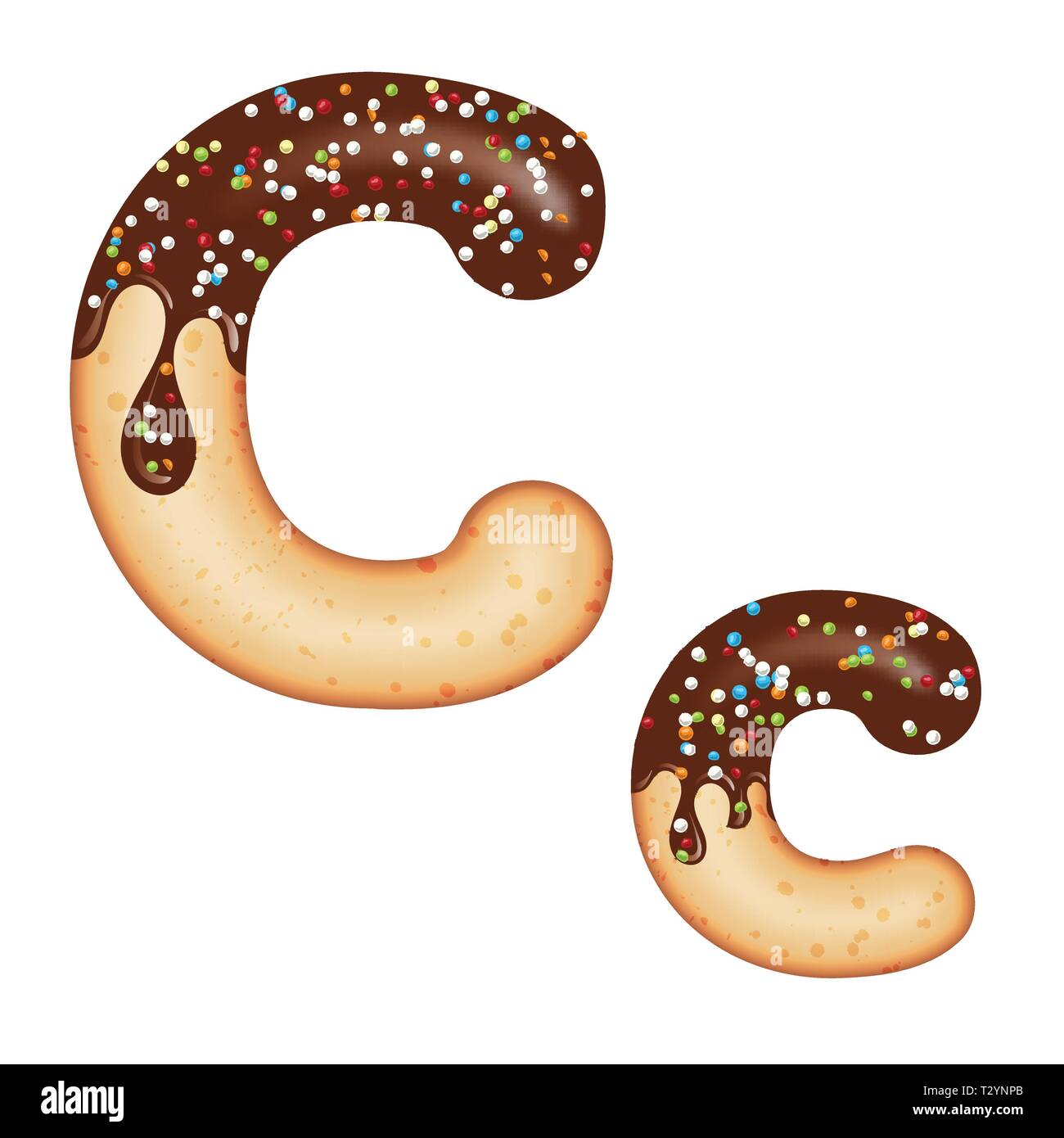 Tempting typography. Font design. Icing letter. Sweet 3D donut letter C ...