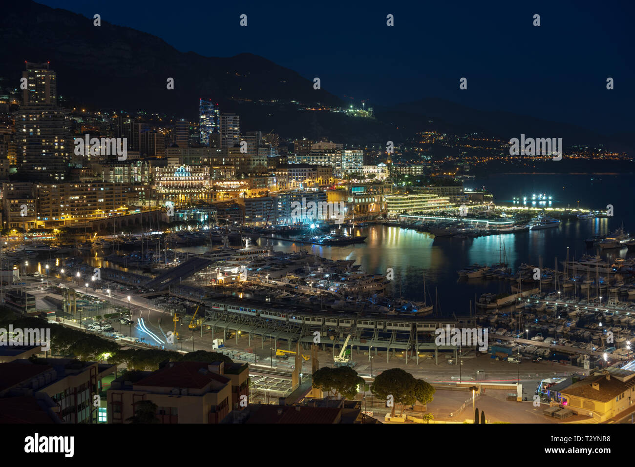 Principality of Monaco panoramic view in the night Stock Photo - Alamy