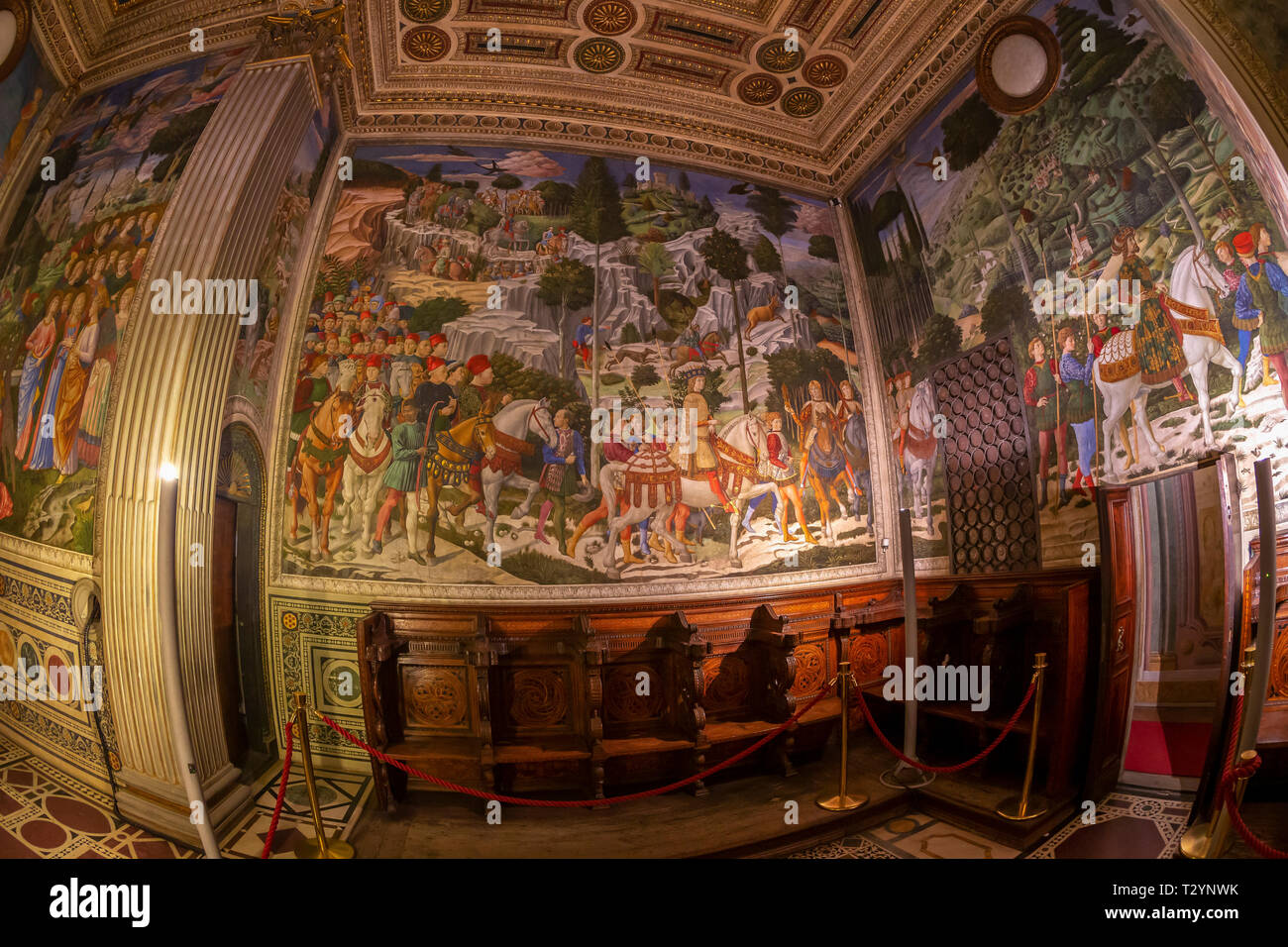 West and south walls, Fresco cycle, The Procession of the Magi, Benozzo ...