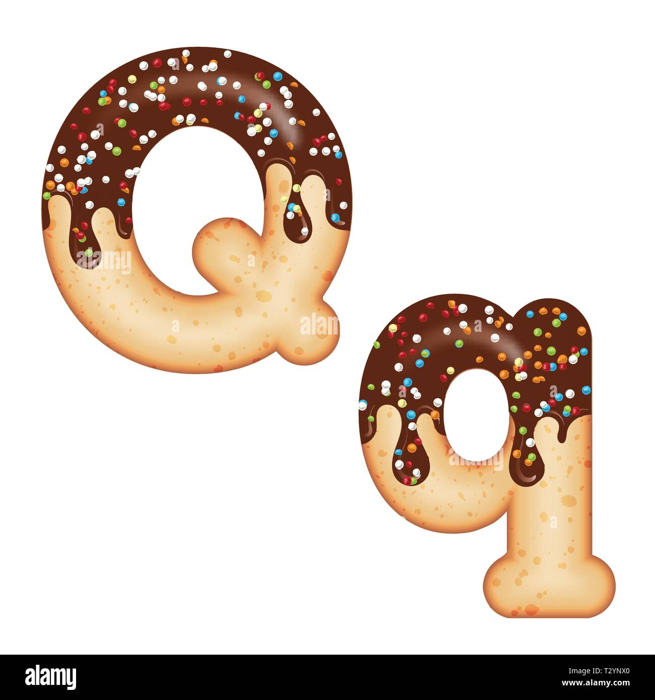 Tempting typography. Font design. Icing letter. Sweet 3D donut letter Q ...
