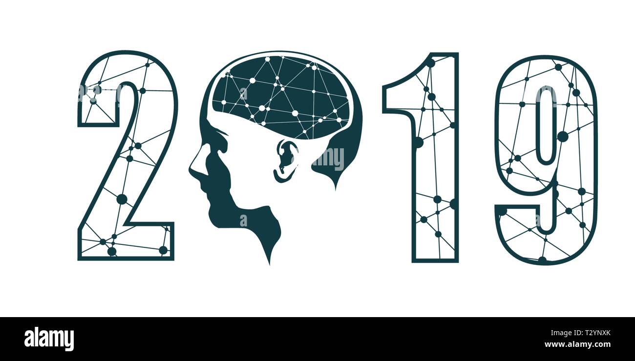 New Year greeting card template. 2019 year number. Brochure or report ...