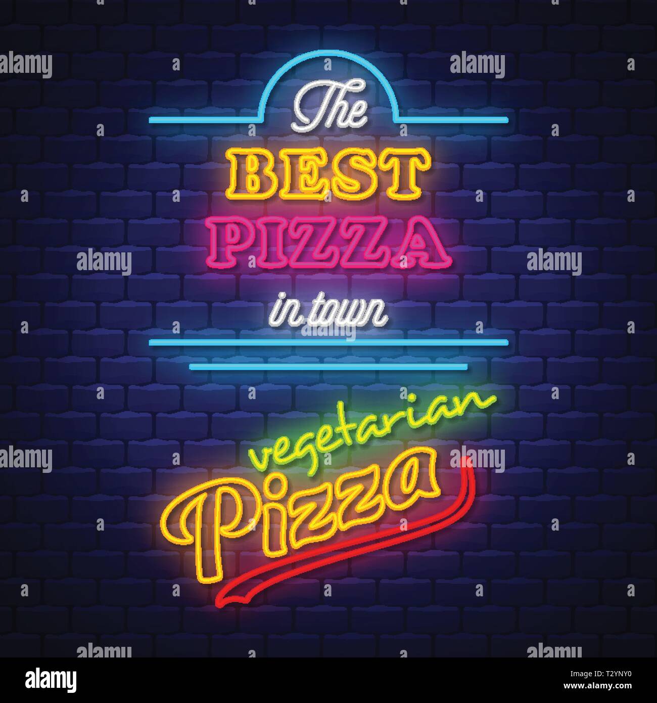 Pizza sign collection - Neon Sign Vector. Pizza sign collection - neon ...