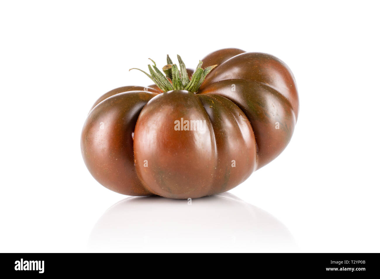 One whole glossy fresh tomato primora isolated on white background ...