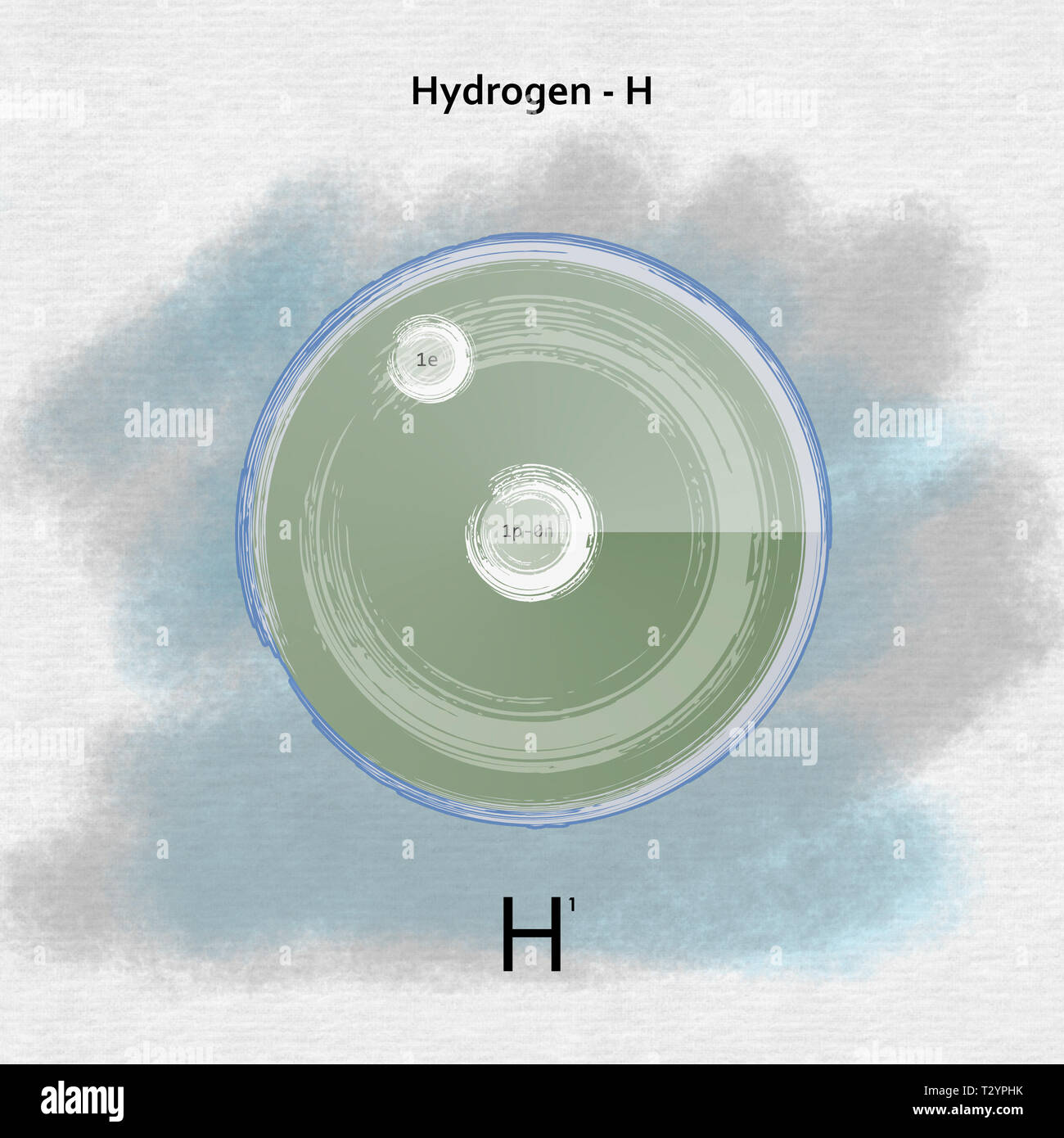 Hydrogen chemical element atomic structure illustration backdrop Stock ...