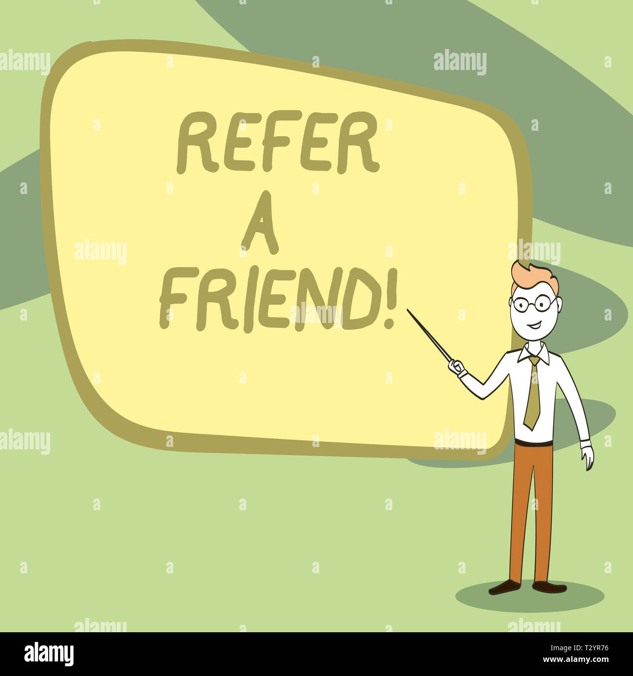 Writing note showing Refer A Friend. Business concept for direct ...