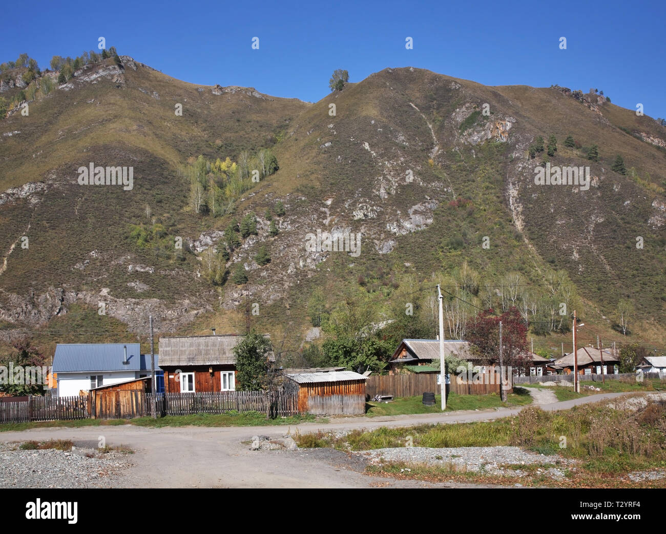 View of Manzherok village. Altai Republic. Russia Stock Photo - Alamy
