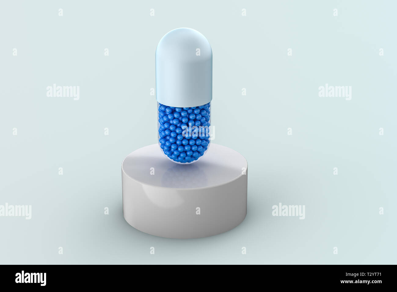 3d rendering, blue capsule with white background, computer digital ...