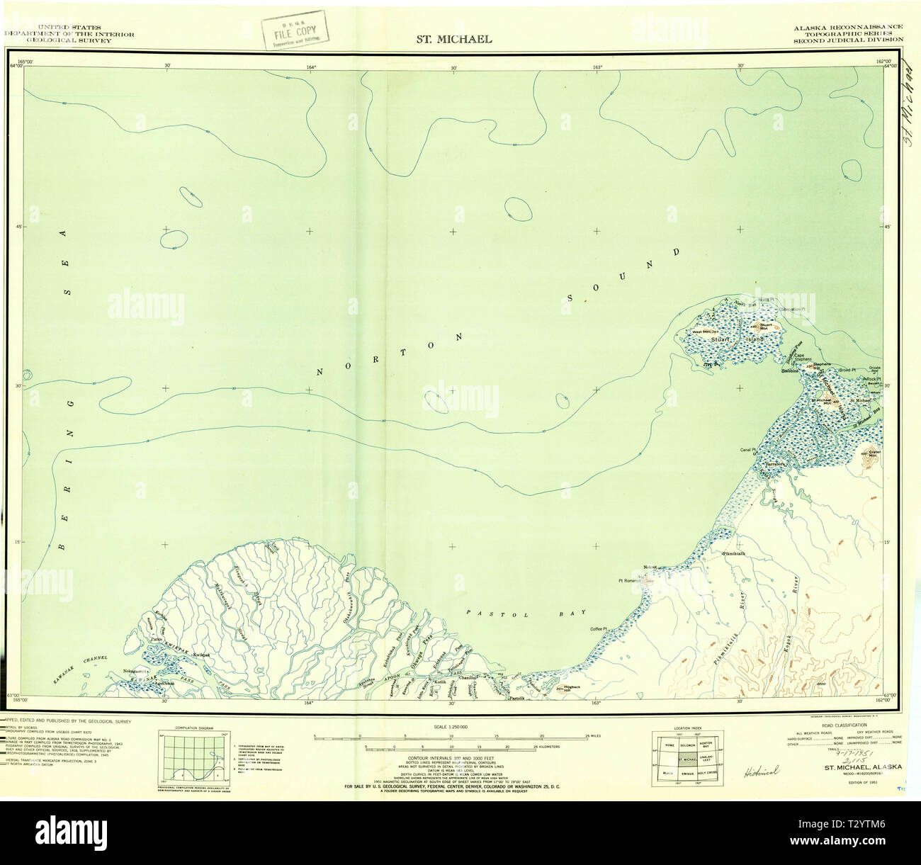 USGS TOPO Map Alaska AK St Michael 361389 1951 250000 Restoration Stock ...