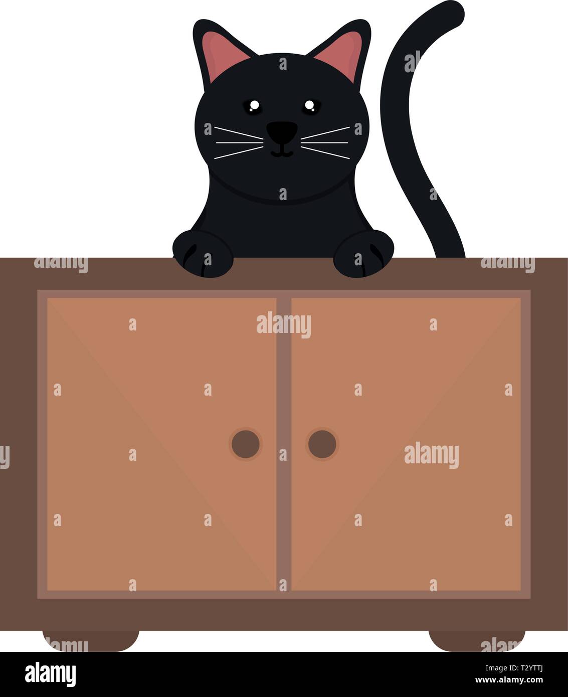 cute little cat in wooden drawer character vector illustration design ...