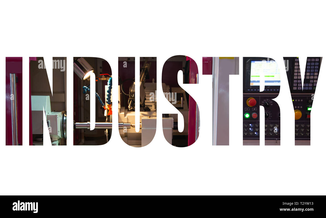 Industry text logo graphic design with CNC cylindrical grinding machine ...
