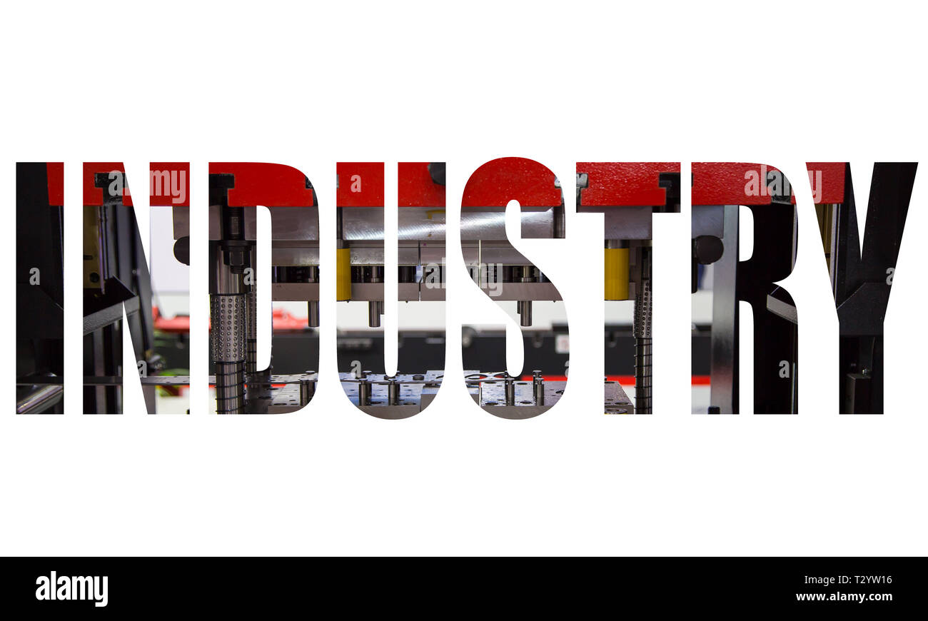 Industry text logo graphic design with hydraulic press machine Stock ...