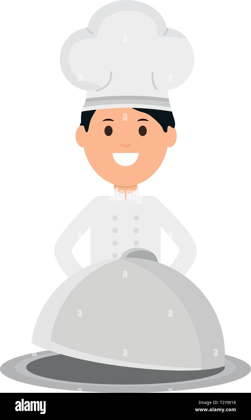 young chef with tray server vector illustration design Stock Vector ...
