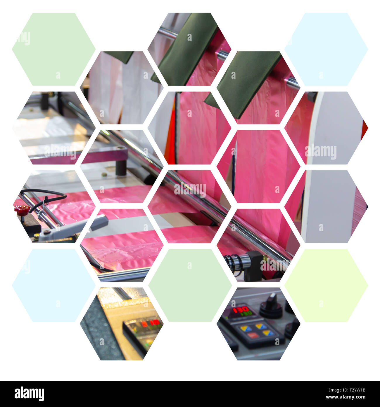 Plastic bag extruder machine graphic design in hexagon shape Stock ...