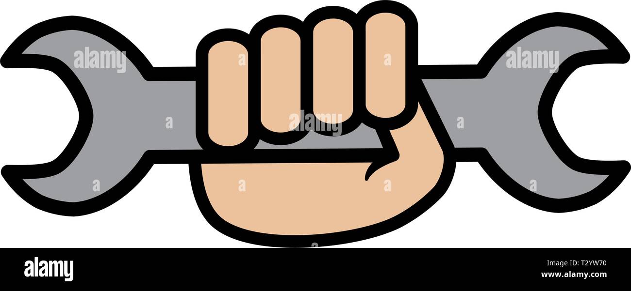 hand with wrench key tool vector illustration design Stock Vector Image ...