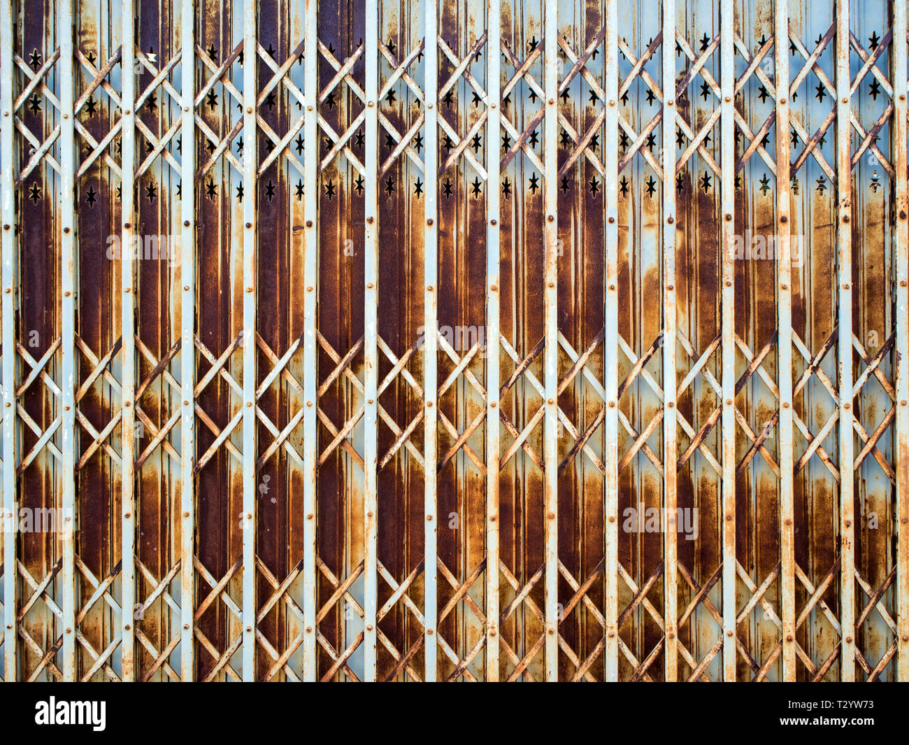 Detail of Steel Door Stretch when it Closed Stock Photo - Alamy