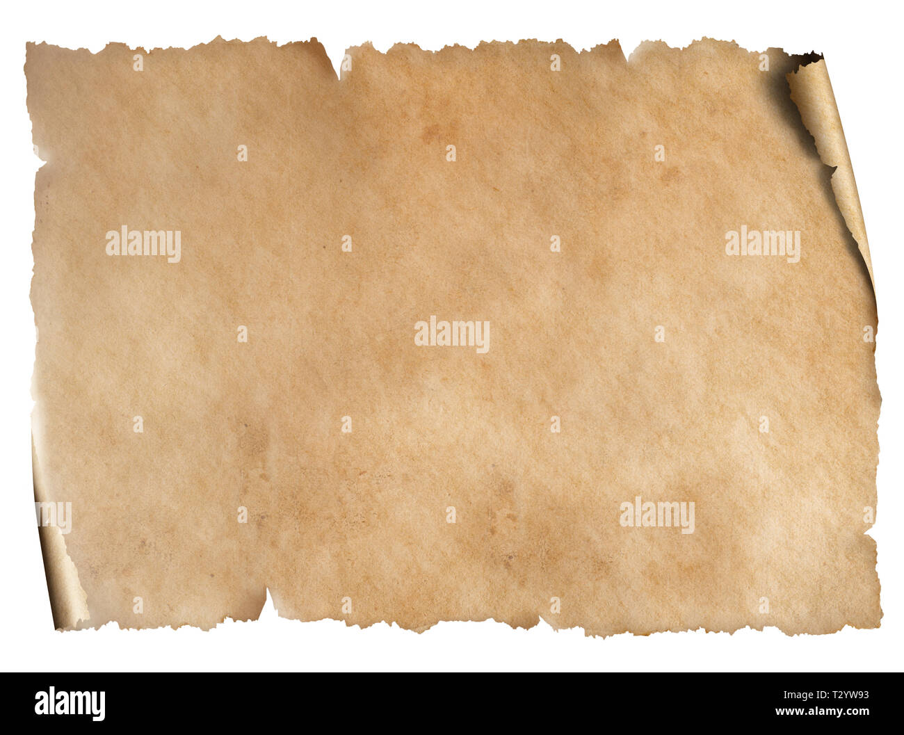 Old worn paper textured sheet isolated on white Stock Photo - Alamy
