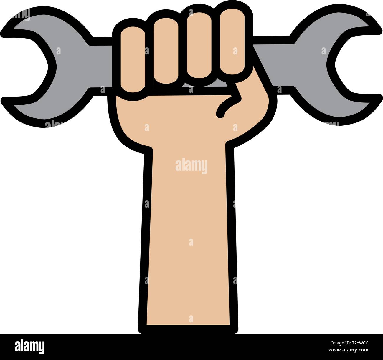 hand with wrench key tool vector illustration design Stock Vector Image ...