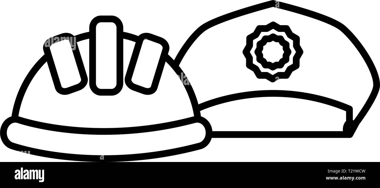 builder helmet with police hat vector illustration design Stock Vector ...