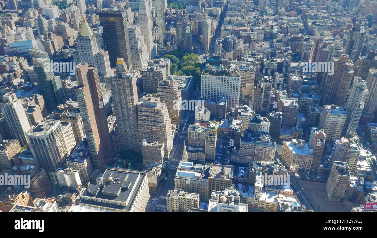 shot of the office buildings in midtown and lower manhatten, new york ...