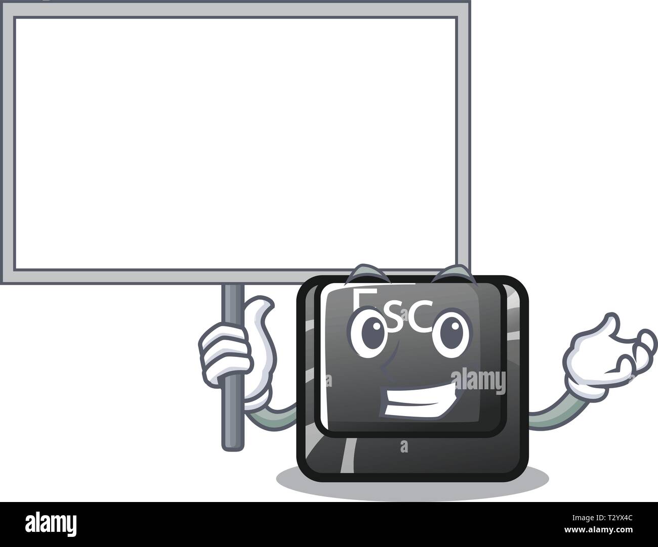 Bring board cartoon esc button attached to computer vector illustration ...