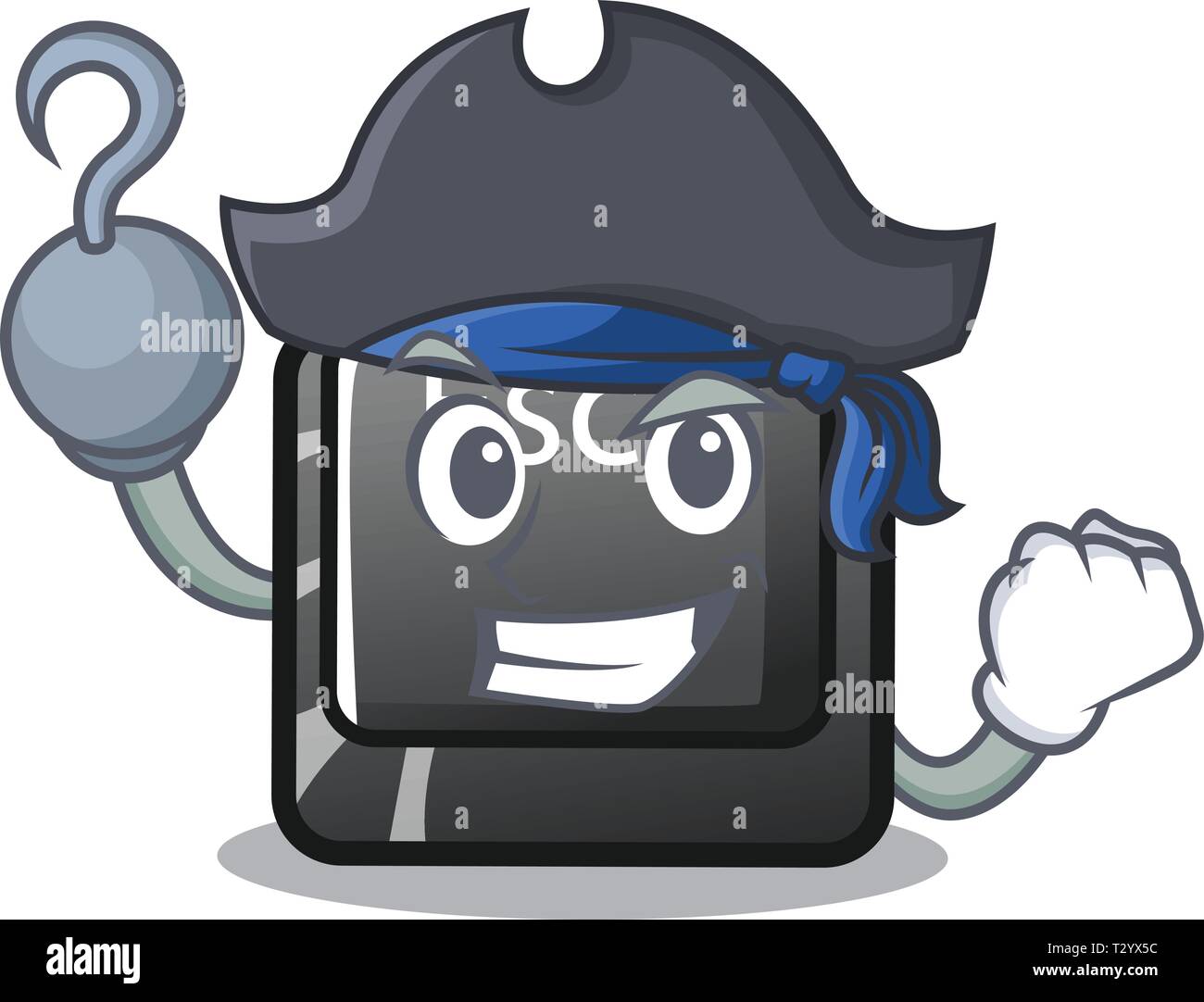 Pirate cartoon esc button attached to computer vector illustration ...