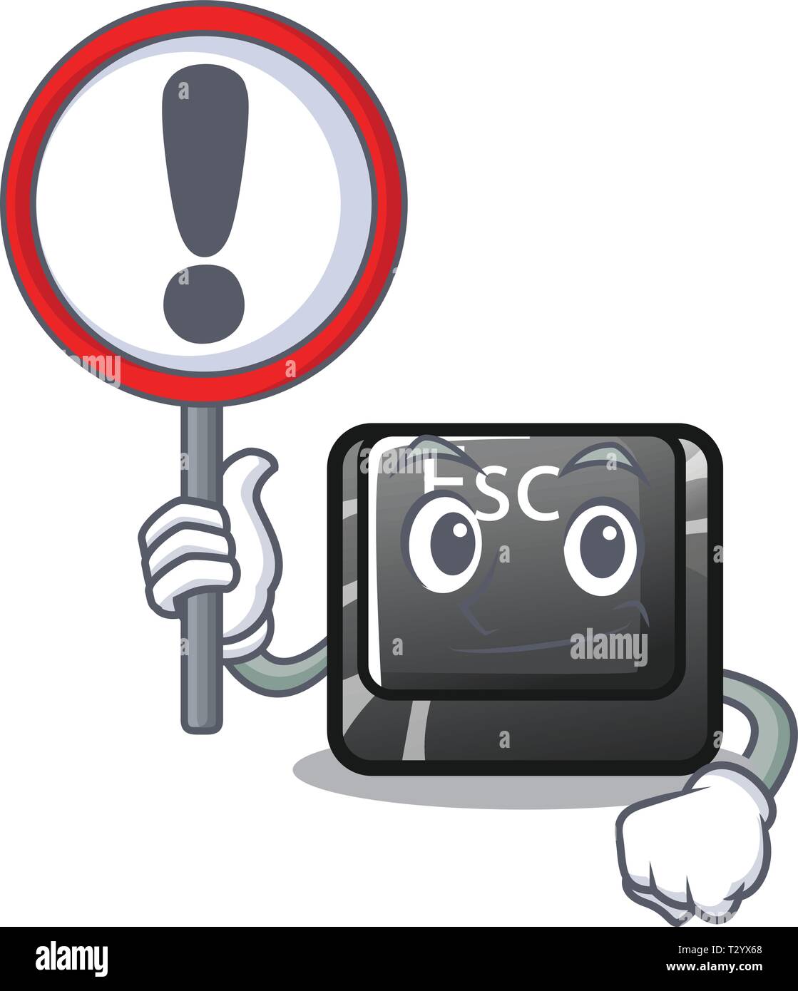 With sign cartoon esc button attached to computer vector illustration ...