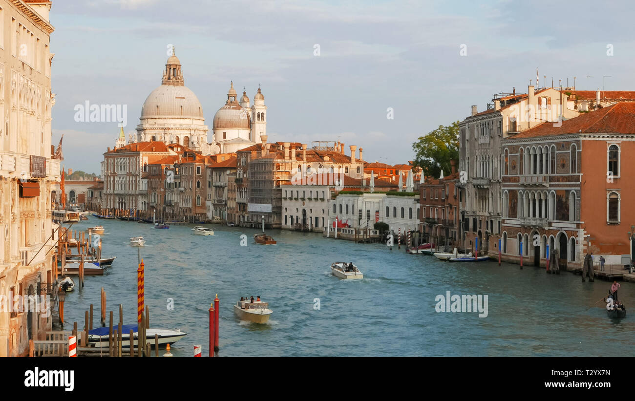 a view of the famous basilica st mary and grand canal in venice, italy ...