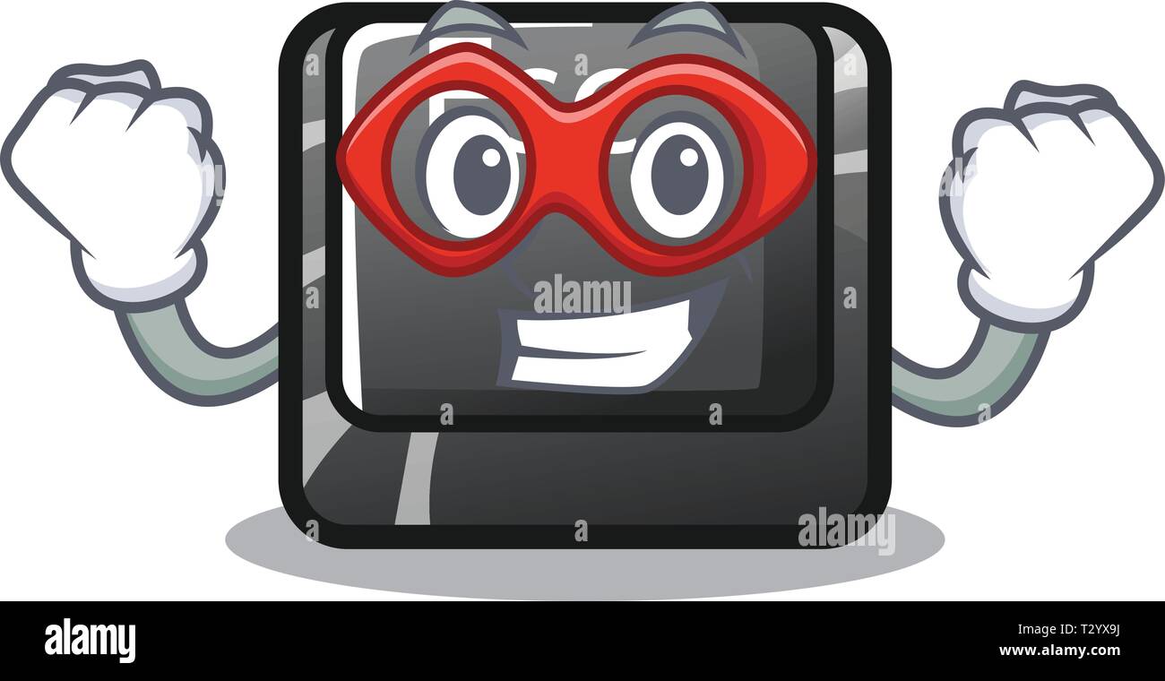 Super hero button esc in the shape mascot vector, illustration Stock ...