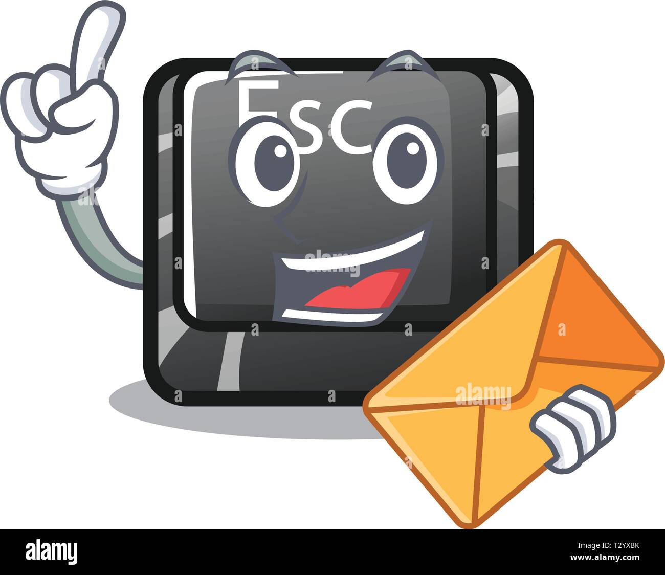 With envelope button esc in the shape mascot vector, illustration Stock ...
