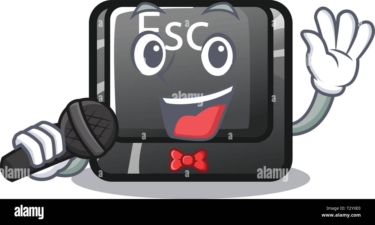 Singing esc button attached to cartoon keyboard vector illustration ...