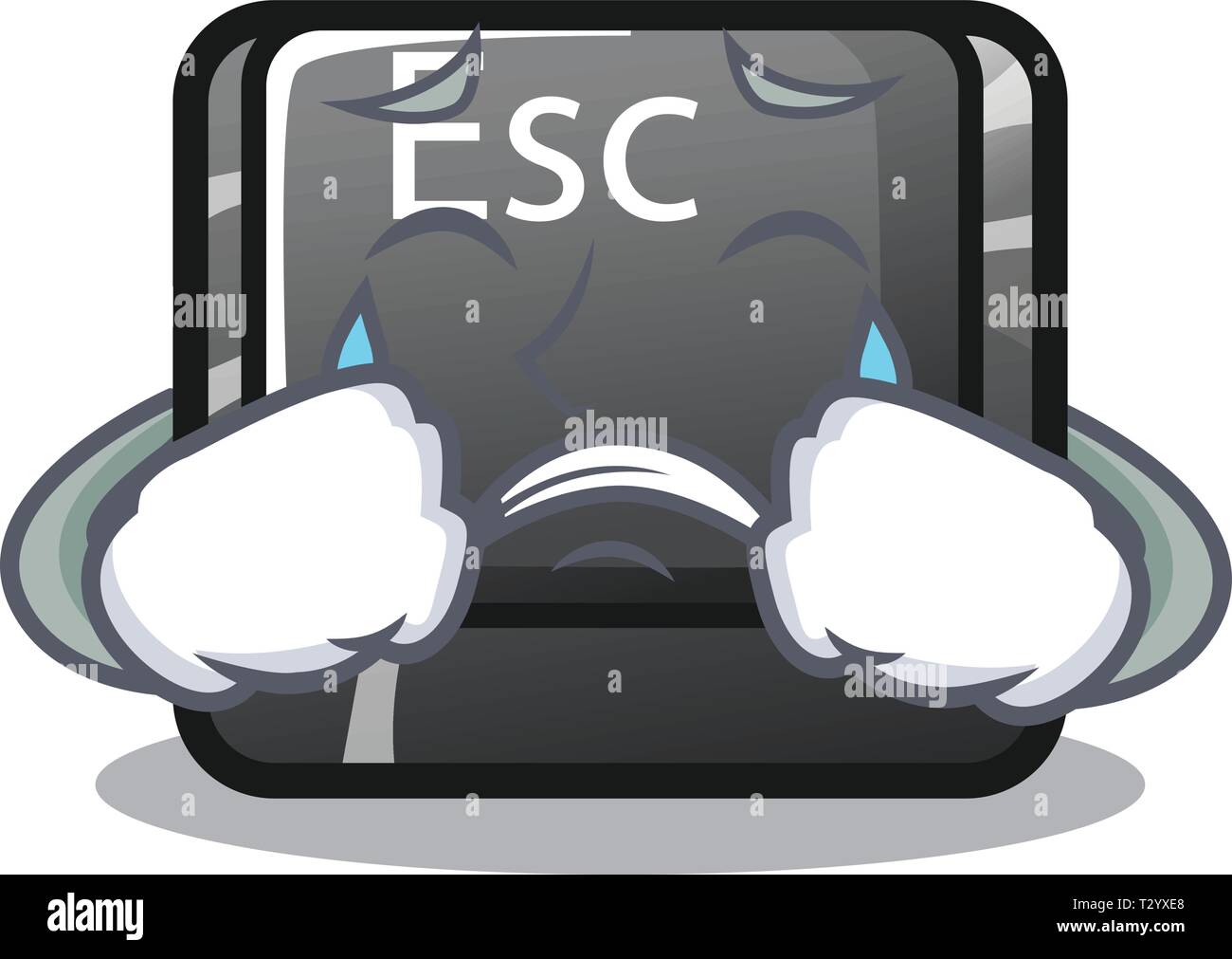 Crying esc button attached to cartoon keyboard vector illustration ...