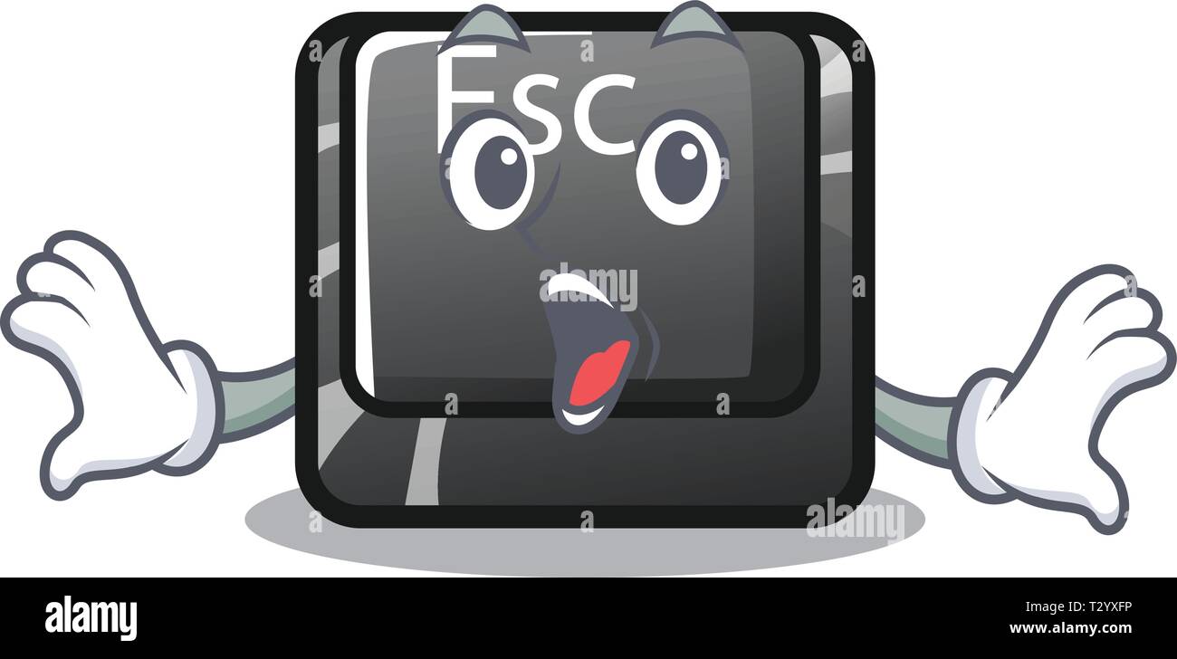 Surprised esc button attached to cartoon keyboard vector illustration ...