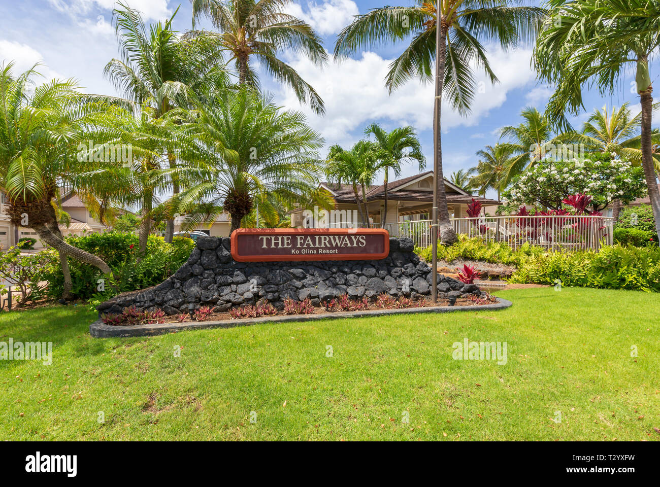 The Fairways sign at the entrance i Ko Olina Hawaii Stock Photo - Alamy