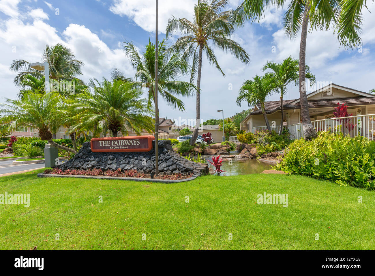 The Fairways sign at the entrance i Ko Olina Hawaii Stock Photo - Alamy