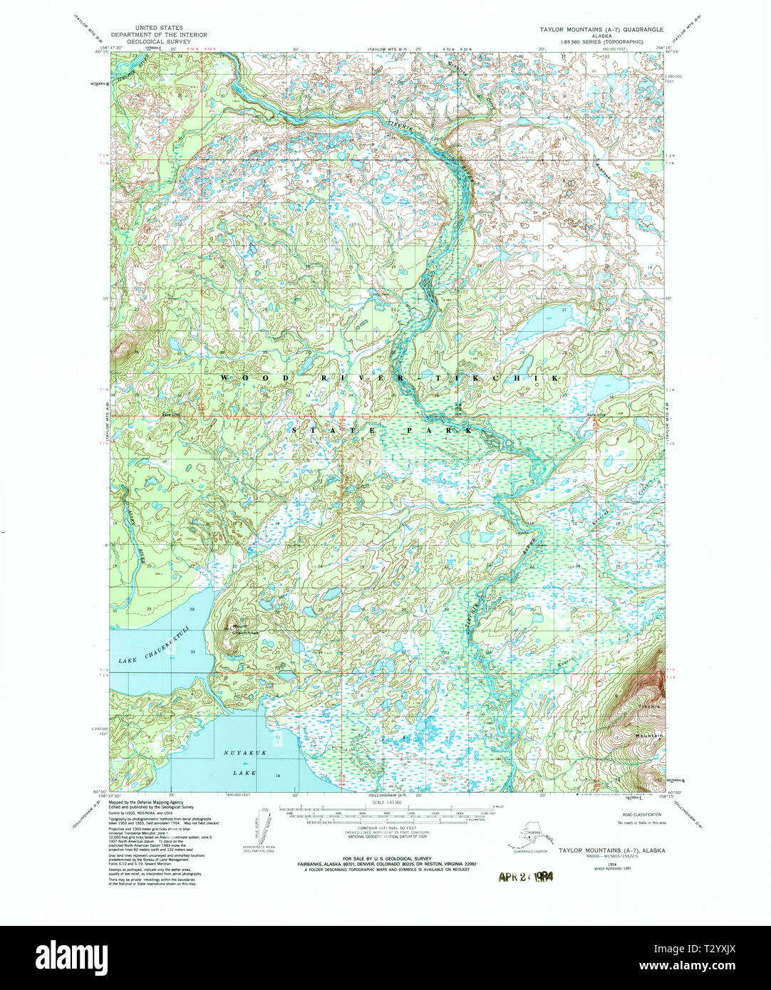 USGS TOPO Map Alaska AK Taylor Mountains A-7 359846 1954 63360 ...