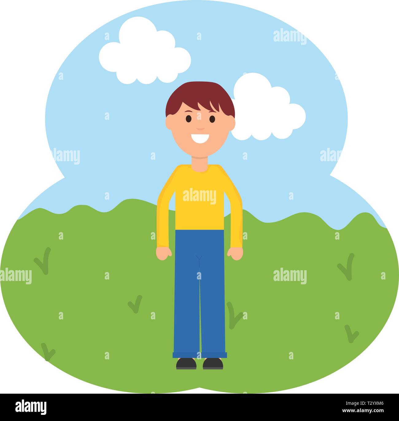 young man in the field character vector illustration design Stock ...