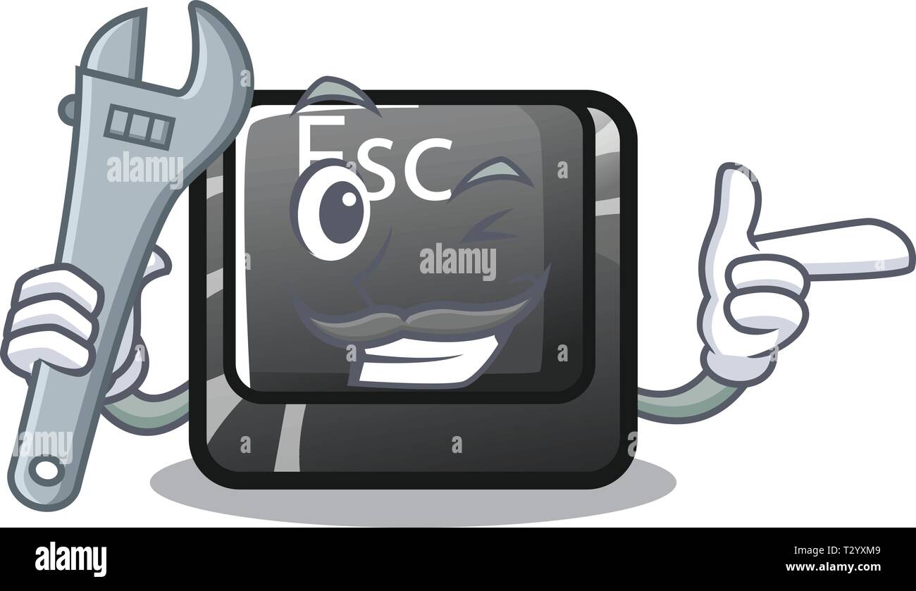 Mechanic button esc isolated in the character vector illustration Stock ...
