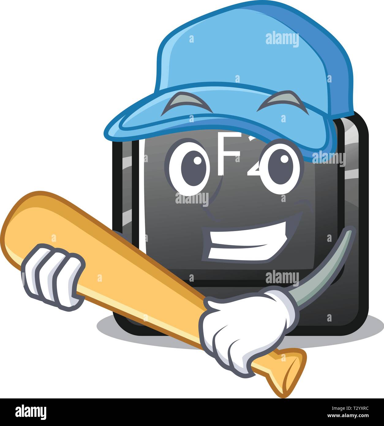 Playing baseball button f2 in the shape character vector illustration ...