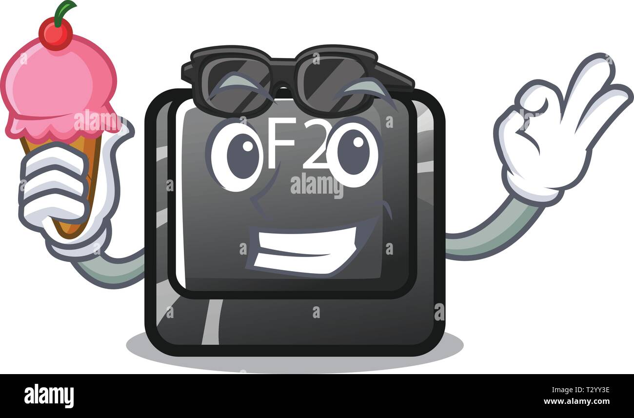 With ice cream cartoon f2 button on the keyboard vector illustration ...