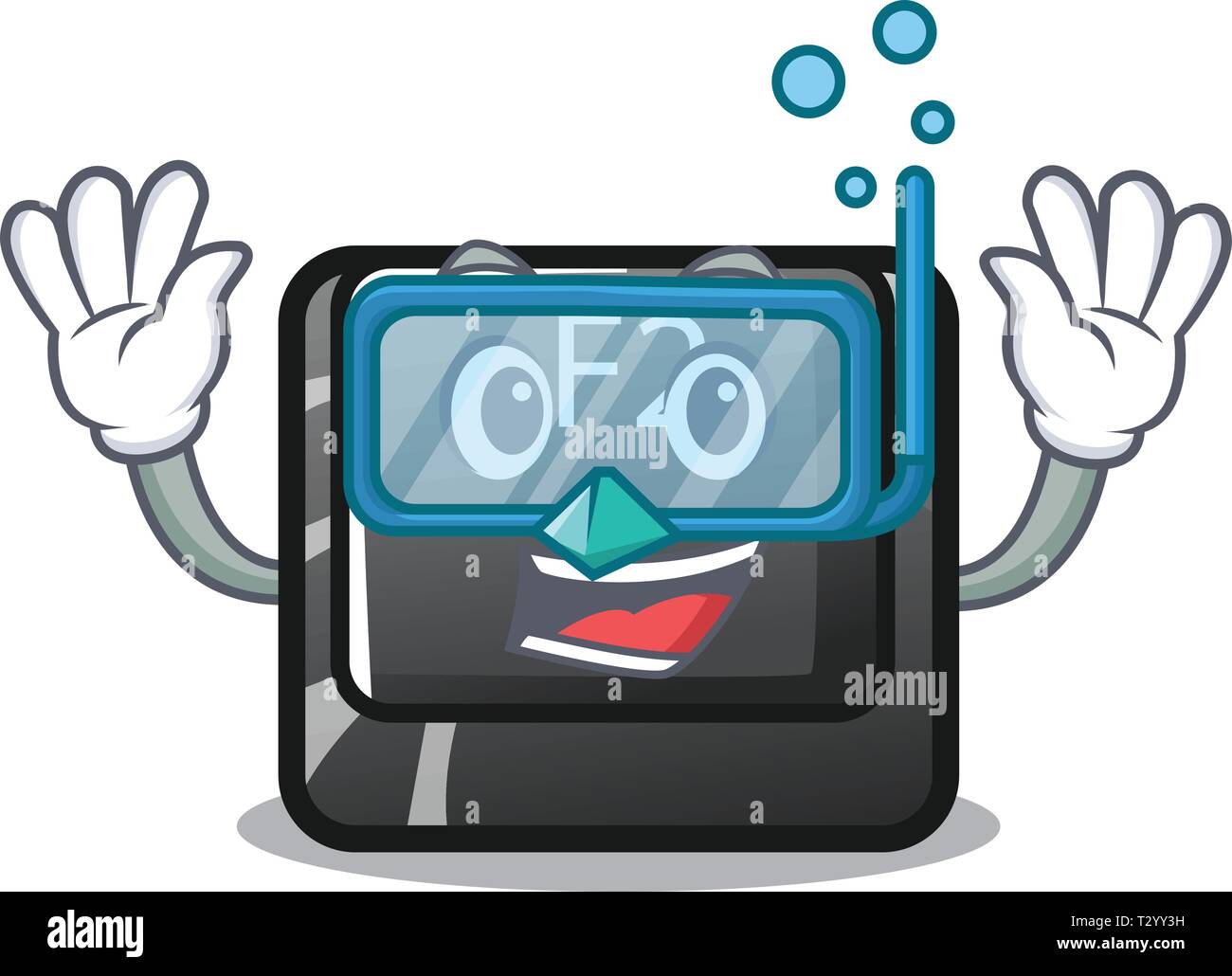 Diving cartoon f2 button on the keyboard vector illustration Stock ...
