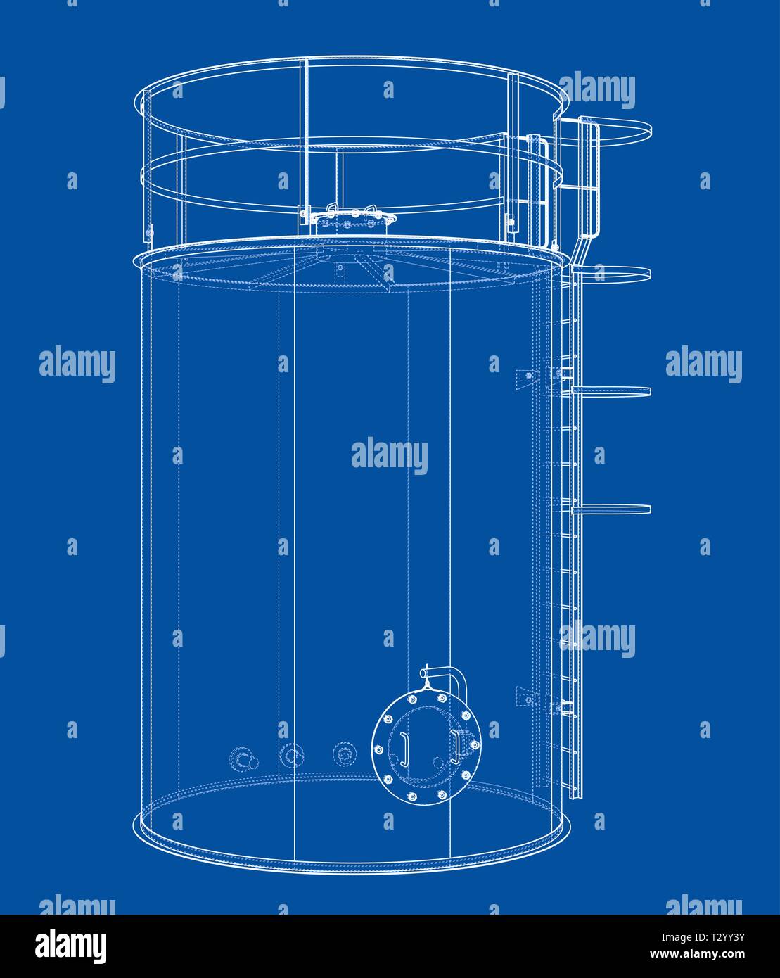 Oil tank outline. Vector rendering of 3d. Wire-frame style. The layers ...