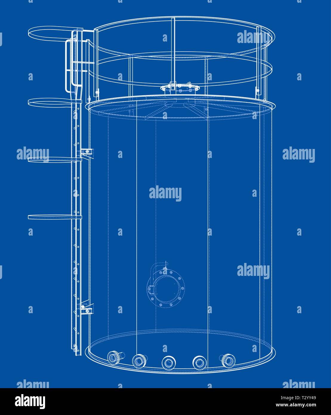 Oil tank outline. Vector rendering of 3d. Wire-frame style. The layers ...