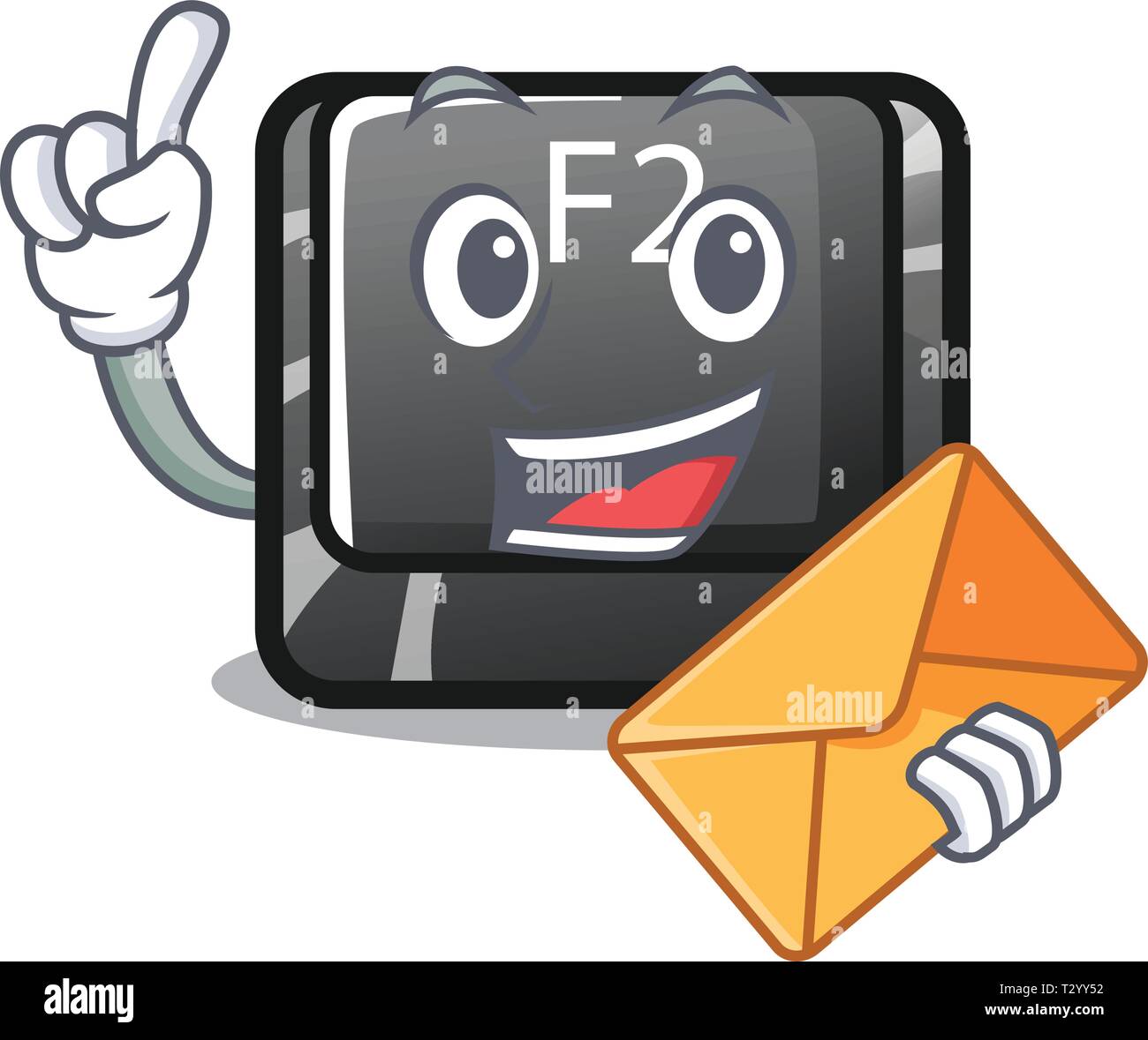 With envelope cartoon f2 button on the keyboard vector illustration ...