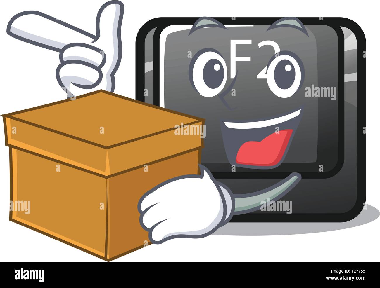 With box cartoon f2 button on the keyboard vector illustration Stock ...