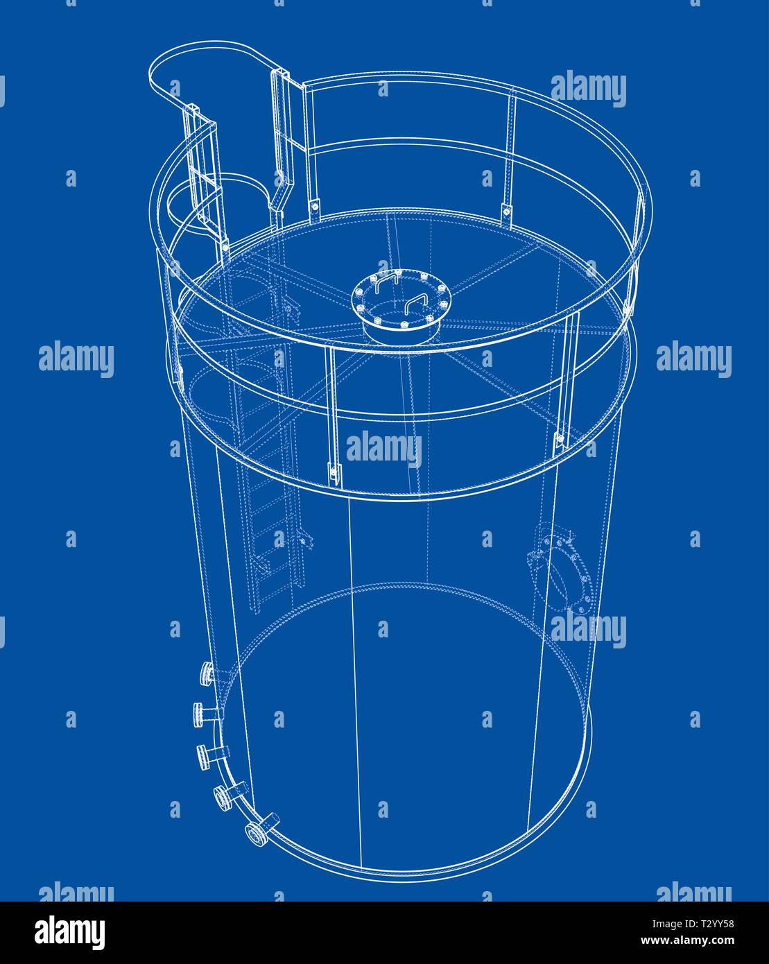 Oil tank outline. Vector rendering of 3d. Wire-frame style. The layers ...