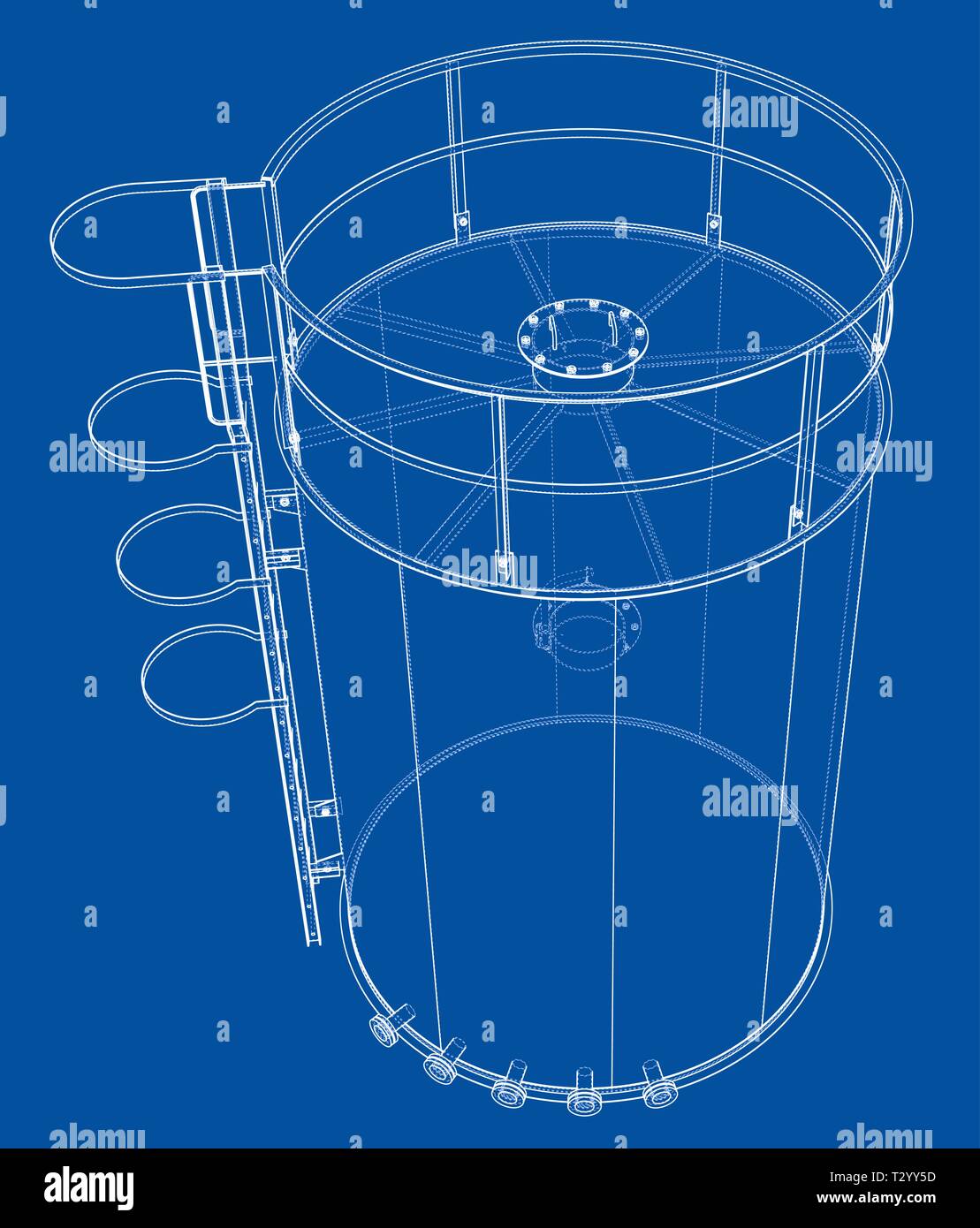 Oil tank outline. Vector rendering of 3d. Wire-frame style. The layers ...