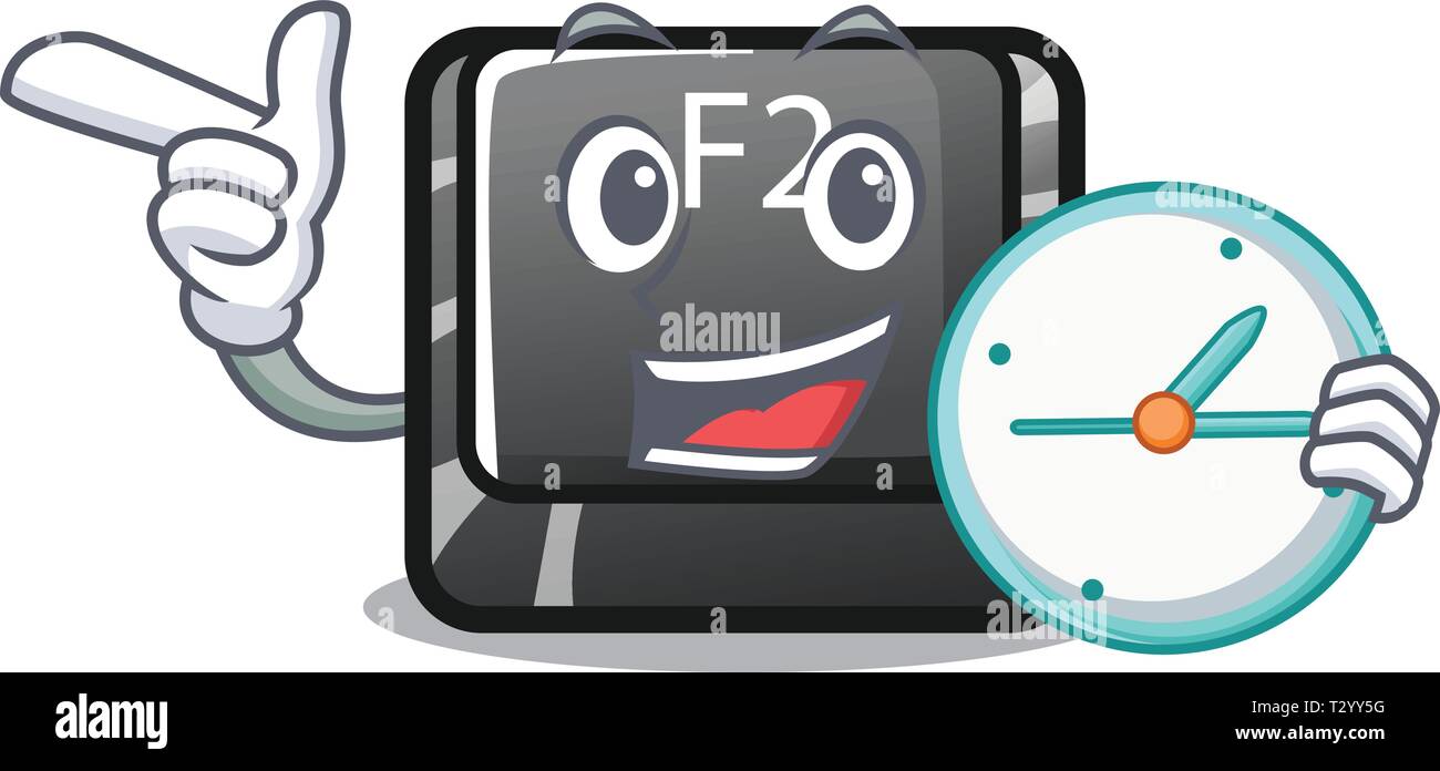 With clock cartoon f2 button on the keyboard vector illustration Stock ...