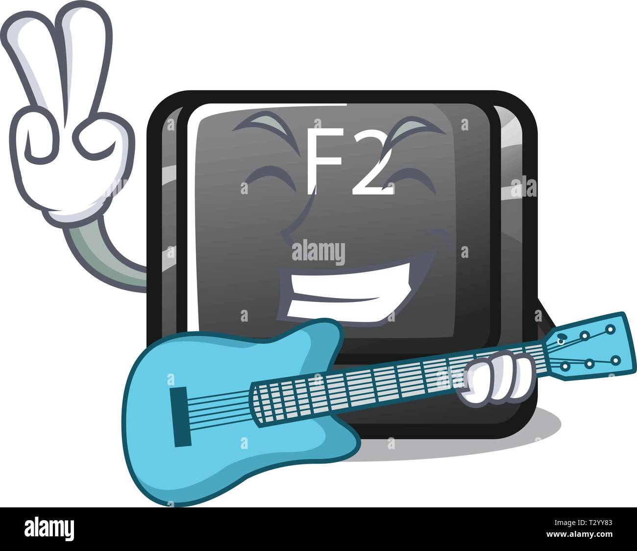 With guitar button f2 isolated with the character vector illustration ...