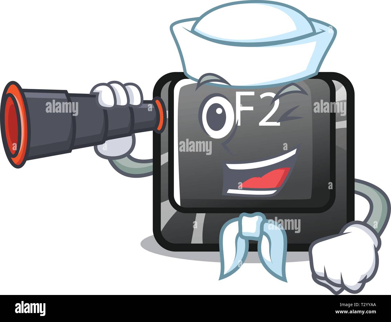 Sailor With Binocular Button F2 Isolated With The Character Vector
